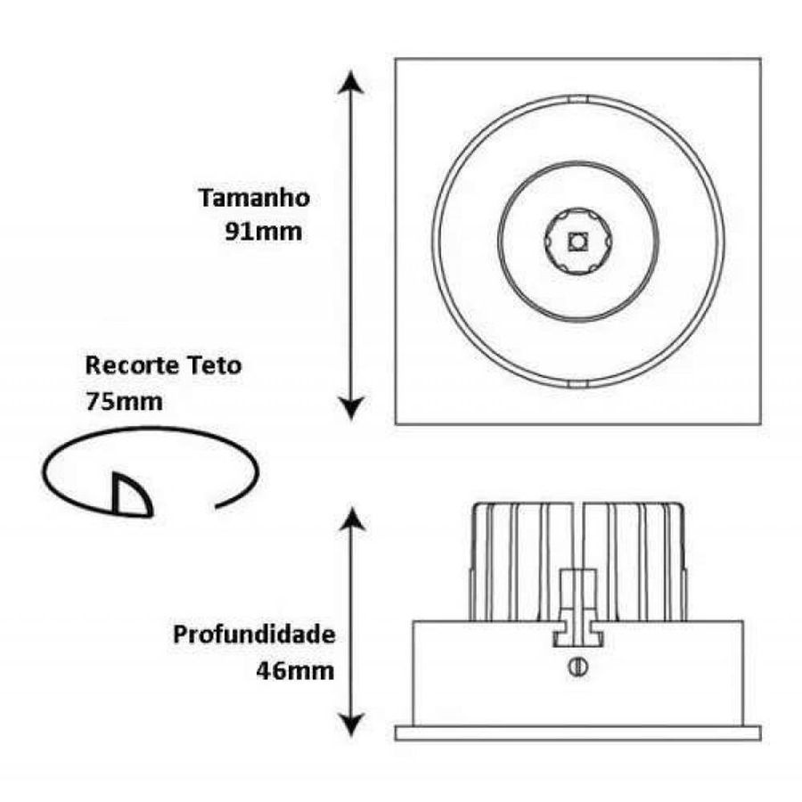 Spot Led 3W de Embutir Quadrado 4100K Branco Blumenau - Acal Home Center