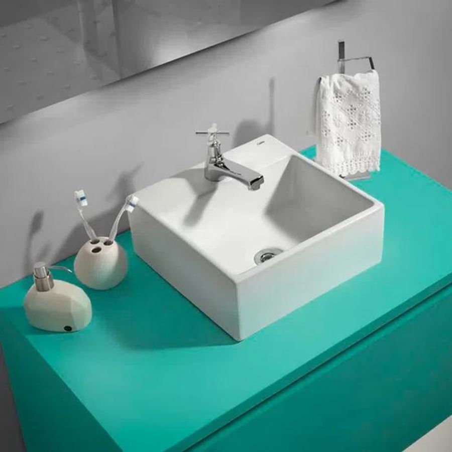 Cuba de Apoio 35x35cm Q6 com Mesa Castanha Celite - Acal Home Center