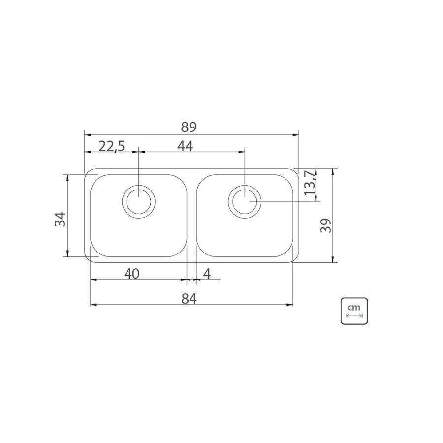 Cuba Dupla De Embutir 84X34 Com Válvula Aço Inox Acetinado Isis Plus 2C ...