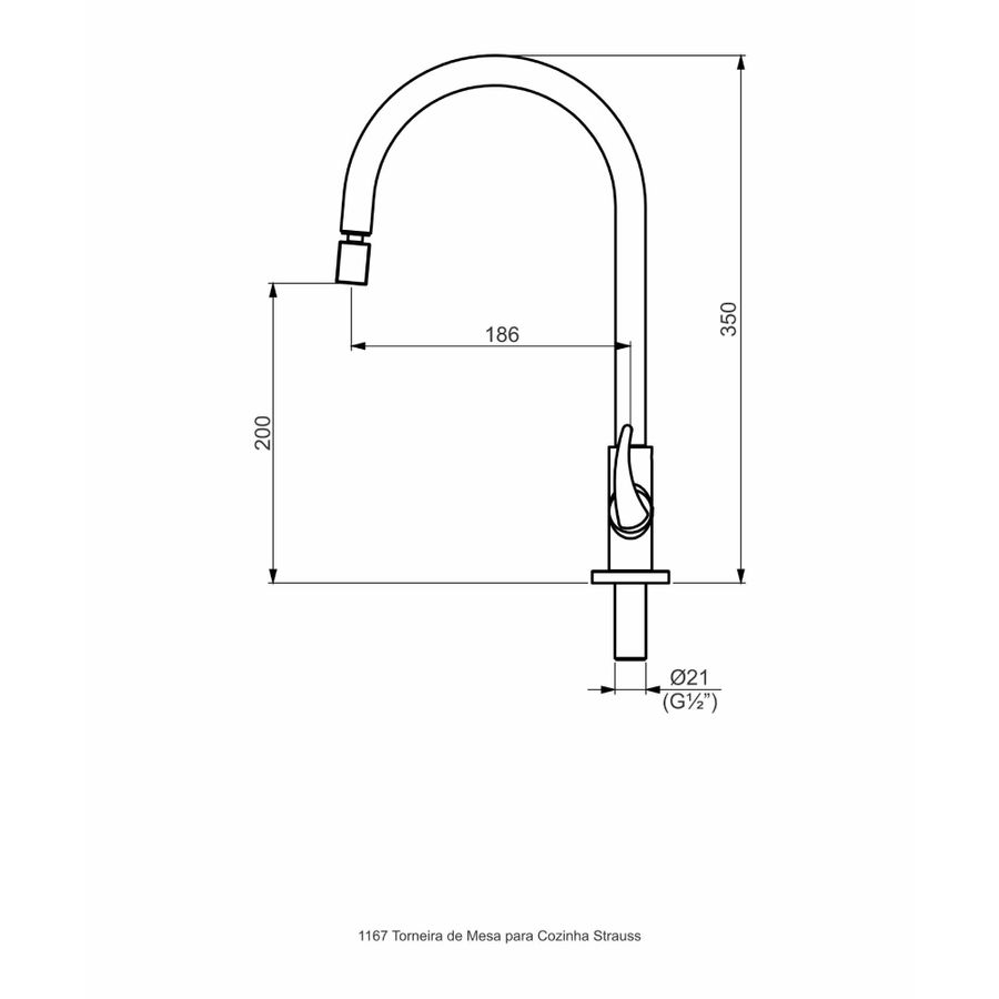 Torneira De Mesa Para Cozinha 1167 PF57 DN15 Preto Fosco Strauss ...